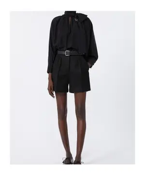 Max Mara Avena Textured Shorts With Buckle Detail - Black
