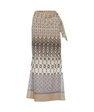 Brunello Cucinelli Geometric Print Cotton Maxi Skirt - No