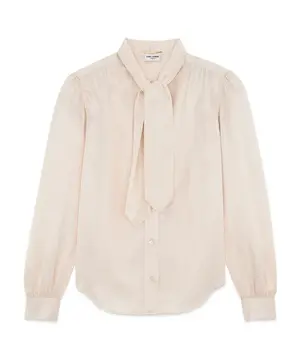 Saint Laurent Lavallière Neck Long-sleeved Blouse - No