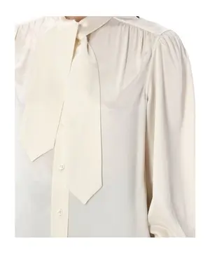Saint Laurent Lavallière Neck Long-sleeved Blouse - No