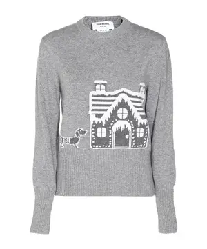 Thom Browne Classic Crewneck Jumper With Holiday Scenery