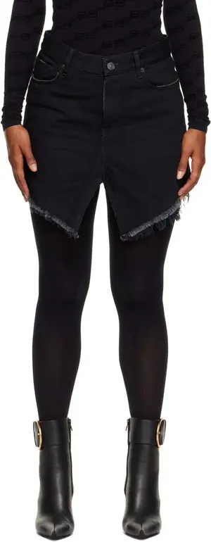 Balenciaga Frayed Edge Mini Denim Skirt