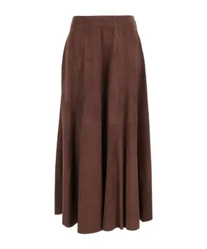 ARMA Eleni High-waisted Suede Skirt - Brown