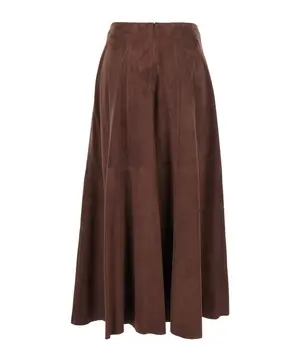 ARMA Eleni High-waisted Suede Skirt - Brown