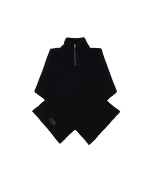 MAISON MARGIELA Half-zip Ribbed Scarf - Black