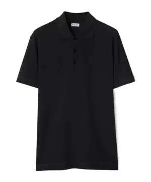 Burberry Logo Embroidered Short Sleeved Polo Shirt - Black