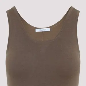 Max Mara Sleeveless Midi Dress With Open Back And Slit - Hazelnut Brown