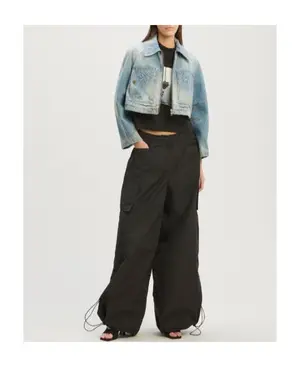 Palm Angels Palm Pattern Cropped Denim Jacket