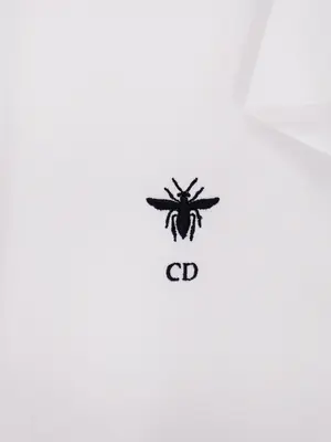 Dior Ruffled Neckline Blouse With Embroidered Bee And Cd Signature - No