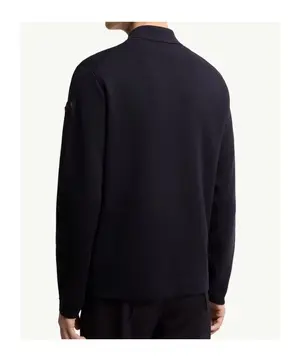 Moncler Leather Logo Wool Zip-up Cardigan