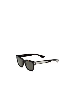 Saint Laurent Square Frame Sunglasses With Metal Hinge Details - Black