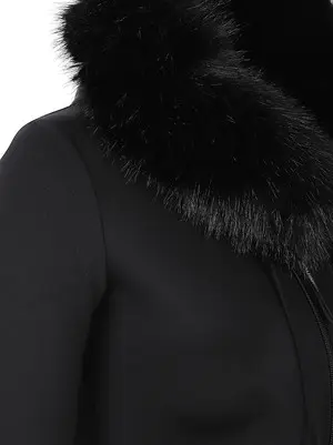 Balenciaga Fluffy Zip-up Hooded Jacket With Faux Fur Trim - Washed Black