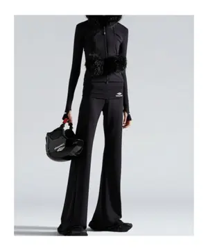 Balenciaga Fluffy Zip-up Hooded Jacket With Faux Fur Trim - Washed Black