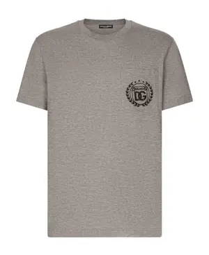 Dolce & Gabbana Dolce Gabbana Logo Embroidered Crewneck T-shirt - Gray