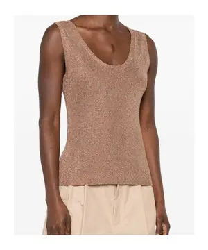 Fabiana Filippi Sleeveless Lurex Knit Top With Sequin Details