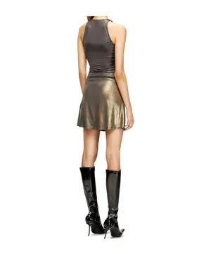 DIESEL® Sleeveless Draped Metallic Mini Dress