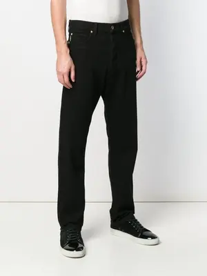 Versace Logo Patch Slim-fit Jeans - Black