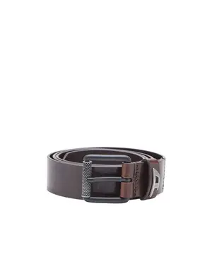 DIESEL® Leather Belt With Metal D Logo - Brown