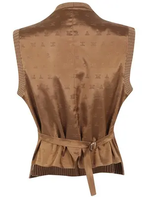 Max Mara V-neck Ribbed Knit Button-up Gilet