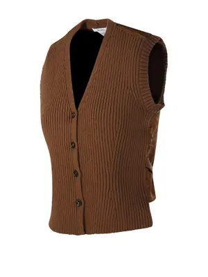 Max Mara V-neck Ribbed Knit Button-up Gilet - No