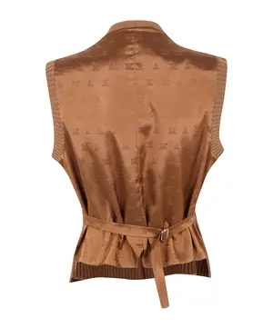 Max Mara V-neck Ribbed Knit Button-up Gilet - No
