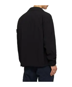 Stone Island Logo Patch Buttoned Jacket - Black
