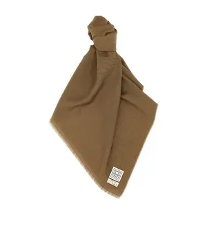 TOTEME Logo Tag Frayed-edge Scarf - Camel