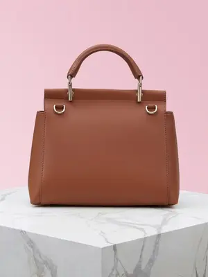 ROGER VIVIER Viv Cabas Leather Bag With Metal Buckle - Brown