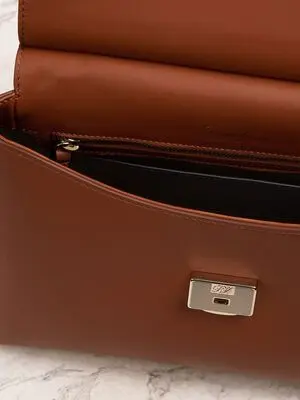 ROGER VIVIER Viv Cabas Leather Bag With Metal Buckle - Brown