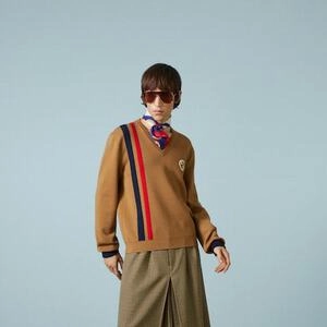 Gucci Interlocking G V-neck Jumper With Striped Detail