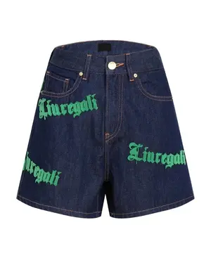 LIUREGALI High Waist Denim Shorts - Blue