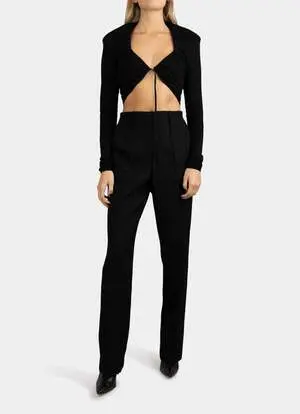 Jacquemus Gathered V-neck Cropped Blouse With Padded Shoulders