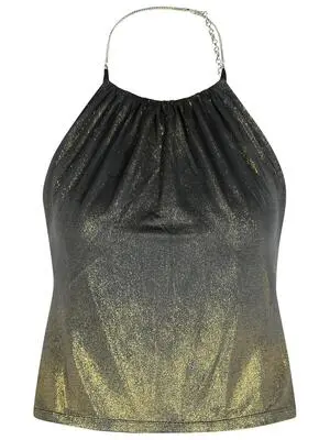 DIESEL® T-ireni Jersey Halter Top With Chain Detail