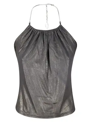 DIESEL® T-ireni Jersey Halter Top With Chain Detail