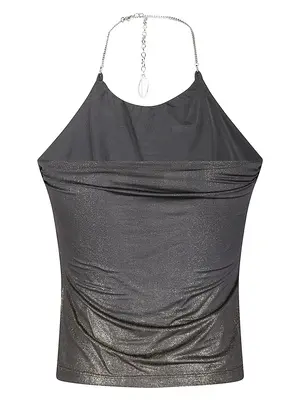 DIESEL® T-ireni Jersey Halter Top With Chain Detail