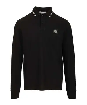 Stone Island Long Sleeve Polo Shirt - Black