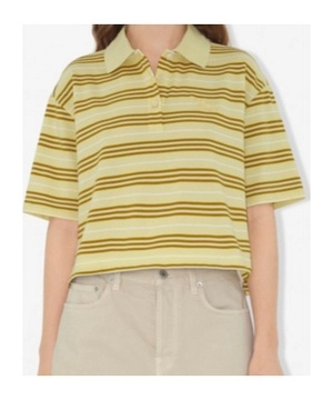 Burberry Logo Embroidered Striped Cropped Polo Shirt