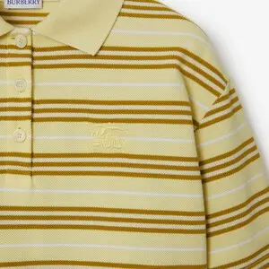Burberry Logo Embroidered Striped Cropped Polo Shirt