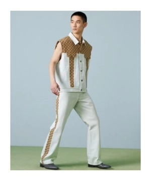 Gucci Washed Denim Vest With Gg Canvas