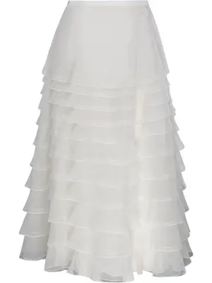 Dior Mid-length Ruffled Skirt - White