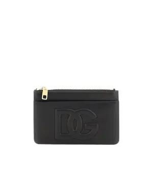 Dolce & Gabbana Dolce Gabbana Logo Embossed Zipped Wallet - Black
