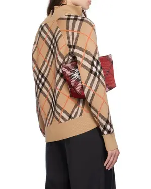 Burberry Check Pattern Zip-up Cardigan