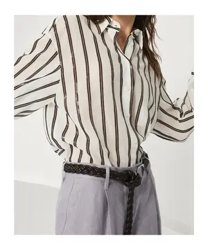 Brunello Cucinelli Sequin Embellished Striped Shirt