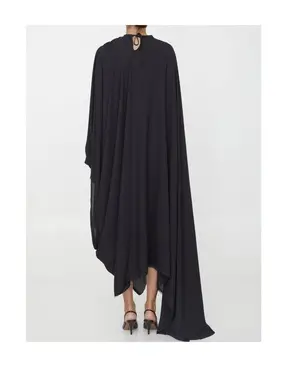 Balenciaga Pleated Asymmetric Cape Dress