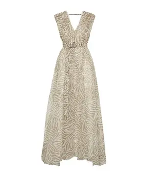 Brunello Cucinelli Sleeveless Printed Silk Maxi Dress