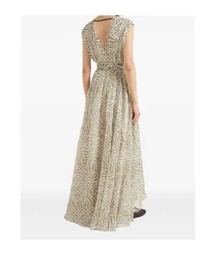 Brunello Cucinelli Sleeveless Printed Silk Maxi Dress