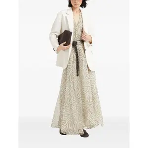Brunello Cucinelli Sleeveless Printed Silk Maxi Dress