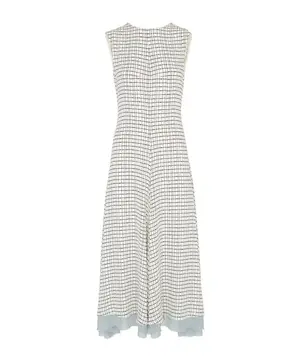 Fendi Sleeveless Grid Motif V-back Midi Dress