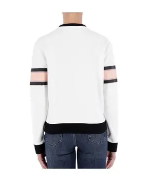 Emporio Armani Round Neck Long Sleeve Sweater With Logo Trim - Black