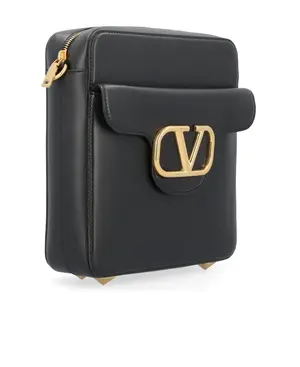 Valentino Garavani Leather Crossbody Bag With Gold Tone V Logo
